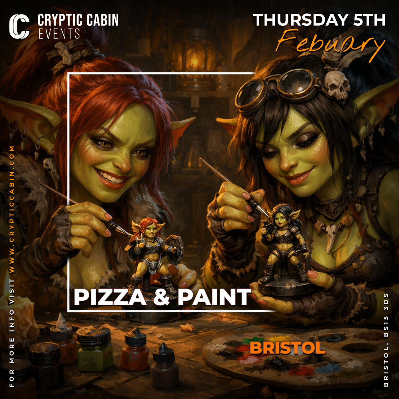 Pizza & Paint Night - Thursday 5th February - Bristol — Cryptic Cabin